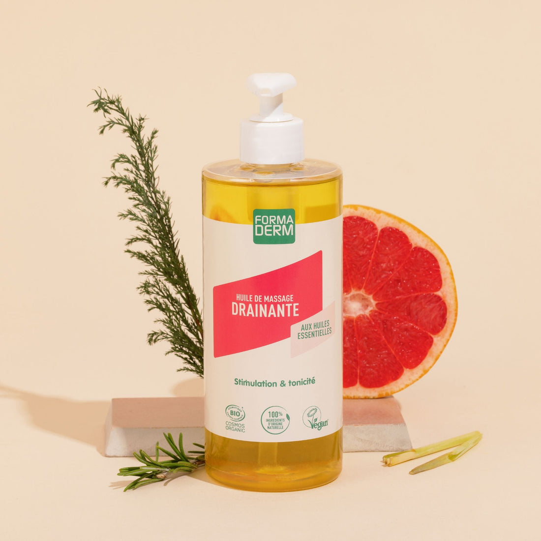 Huile de massage Drainante certifiée BIO 500ml – Formaderm Professionnel